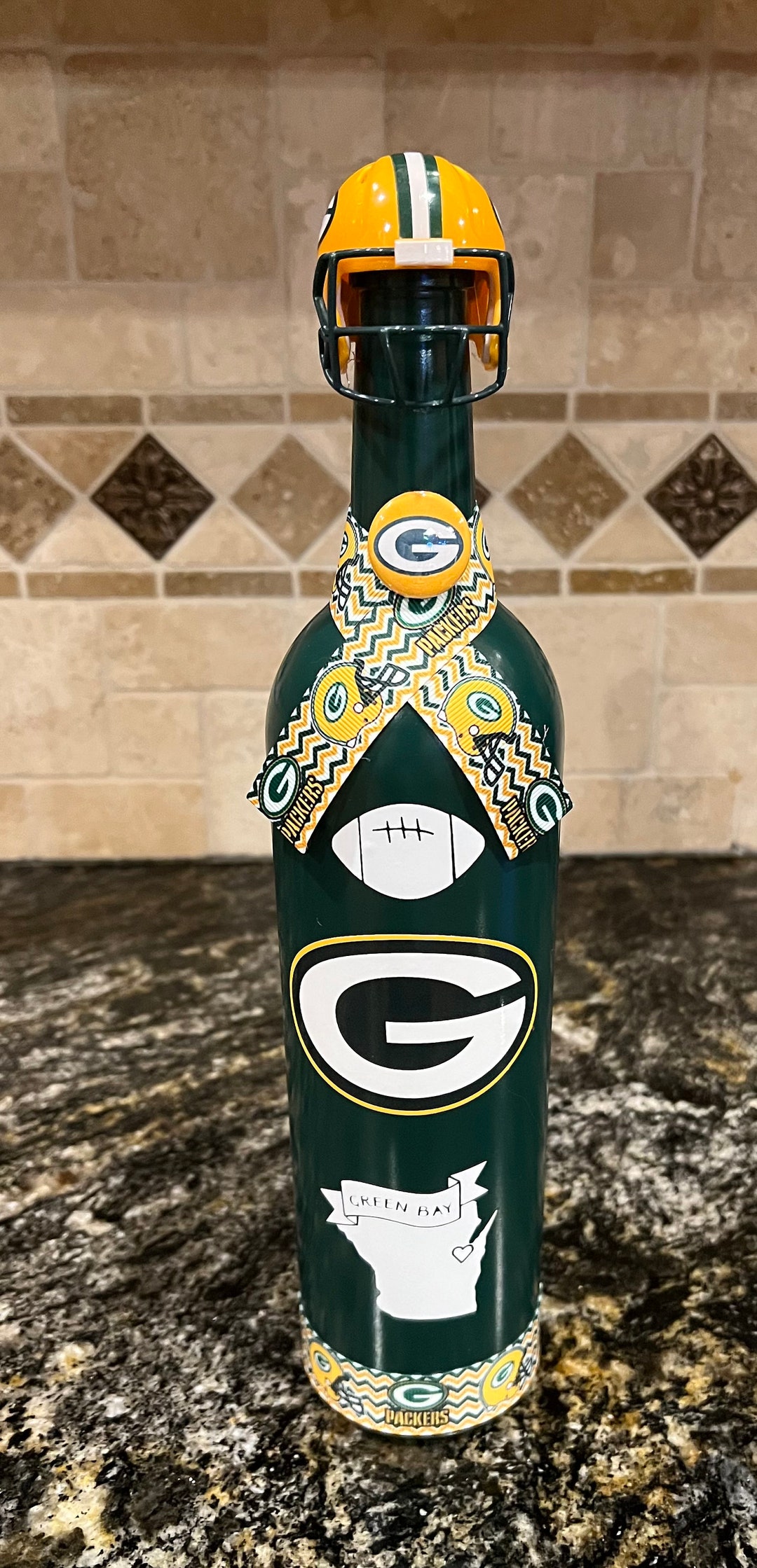 Green Bay Packer Upcycle Wine Bottle - Etsy
