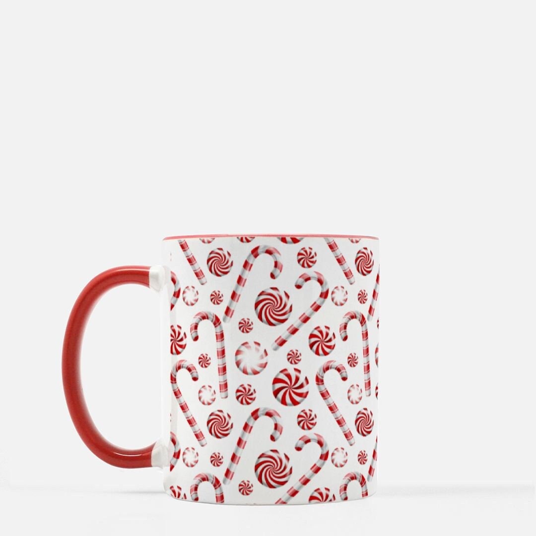 Peppermint Mug Candy Cane Mug 11 Oz Hot Chocolate Mug Holiday Mug ...