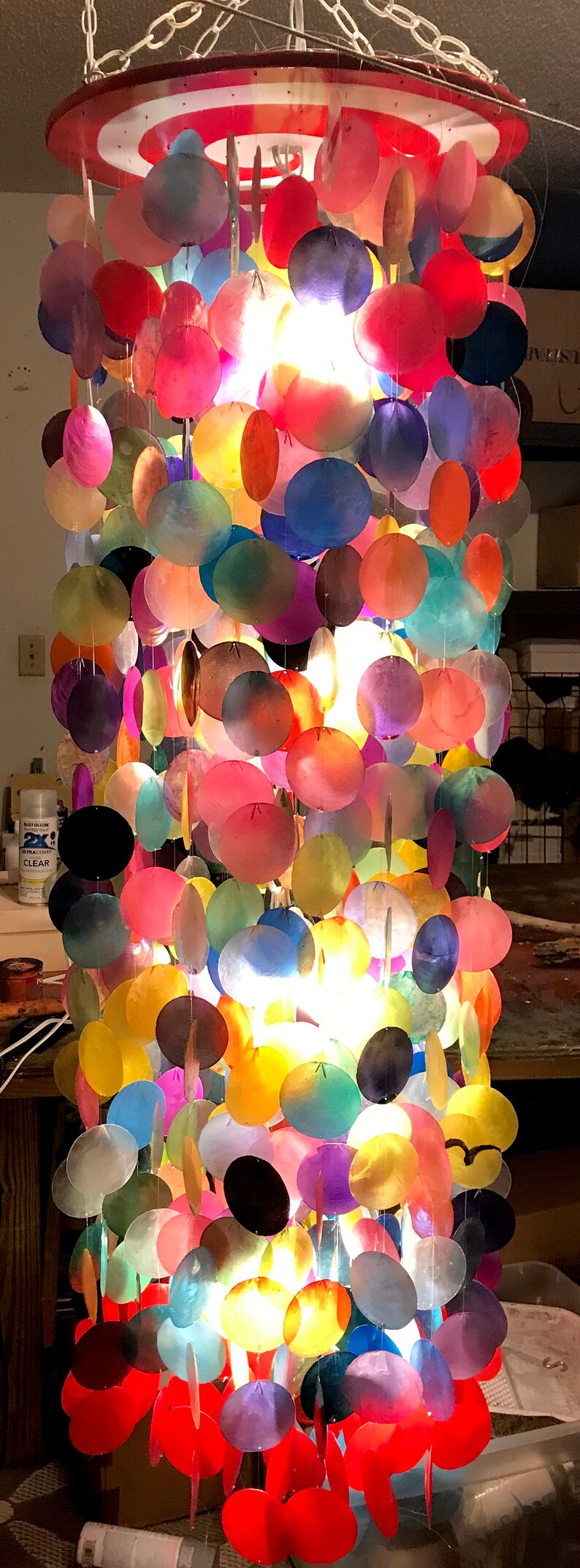 Hanging Capiz Lamp With Lights - Etsy