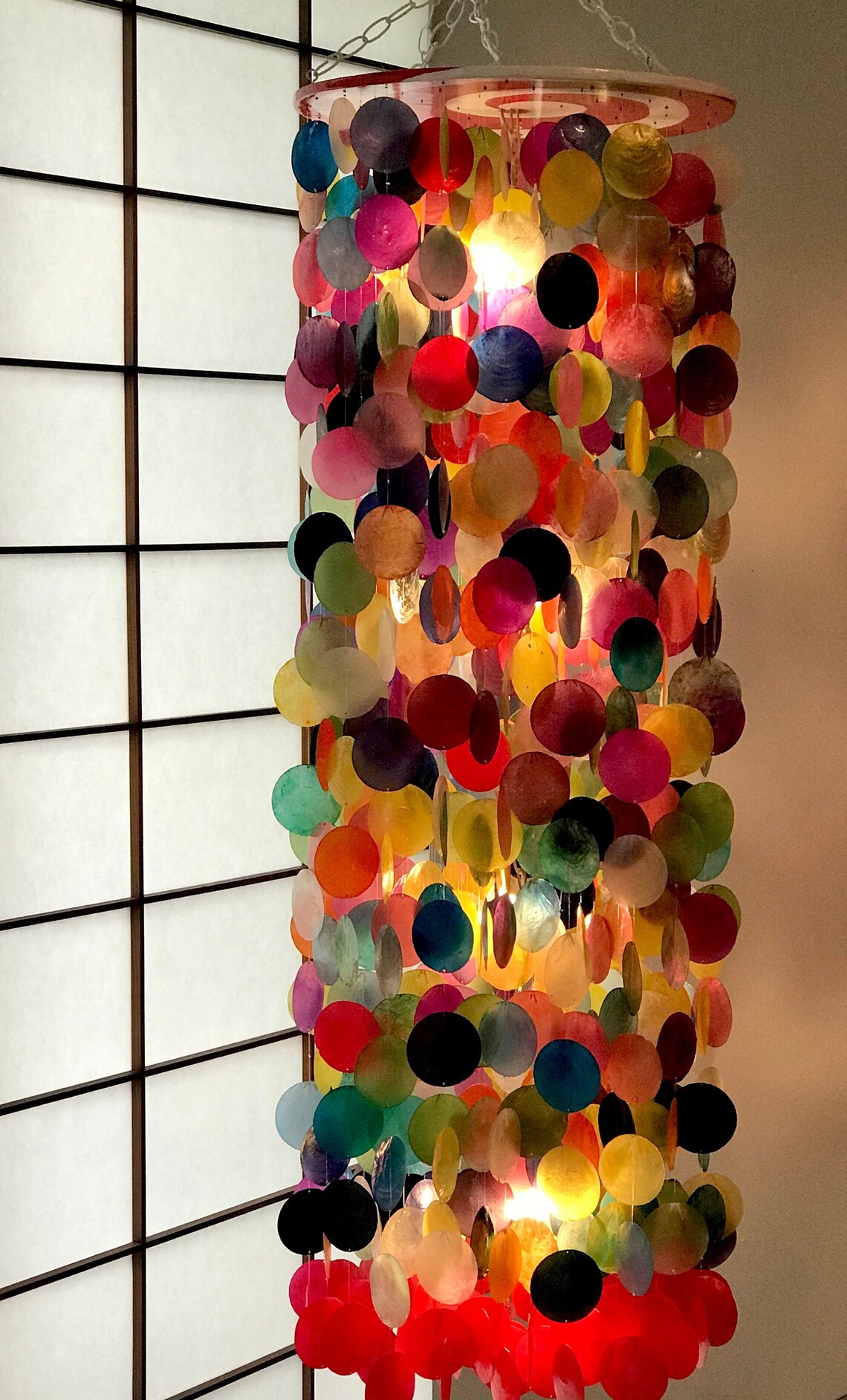 Hanging Capiz Lamp With Lights - Etsy