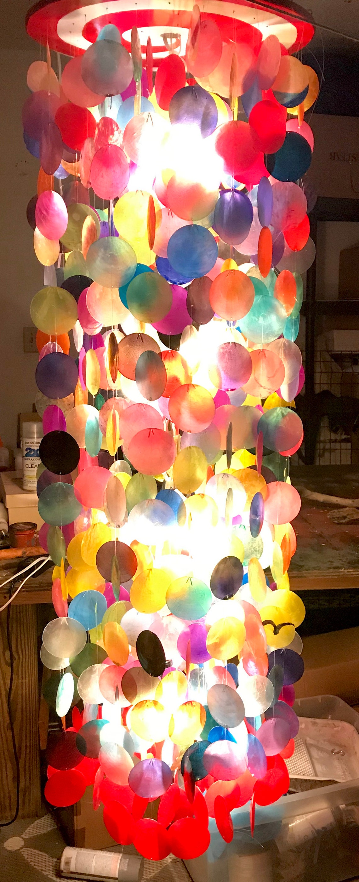 Hanging Capiz Lamp With Lights - Etsy