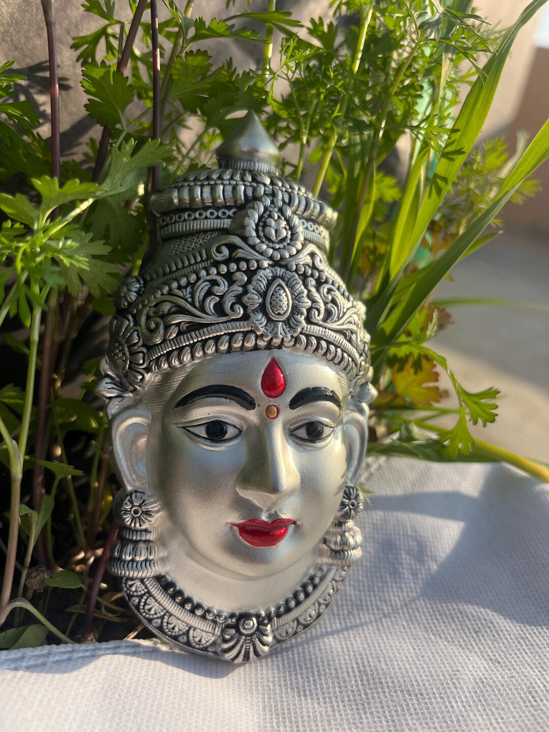 Sterling Silver Amman Face for Varalakshmi Vratham: Handmade Silver ...
