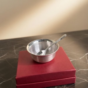 999 Pure Sterling Silver Small Baby Bowl and Spoon Set - Annaprasana ...