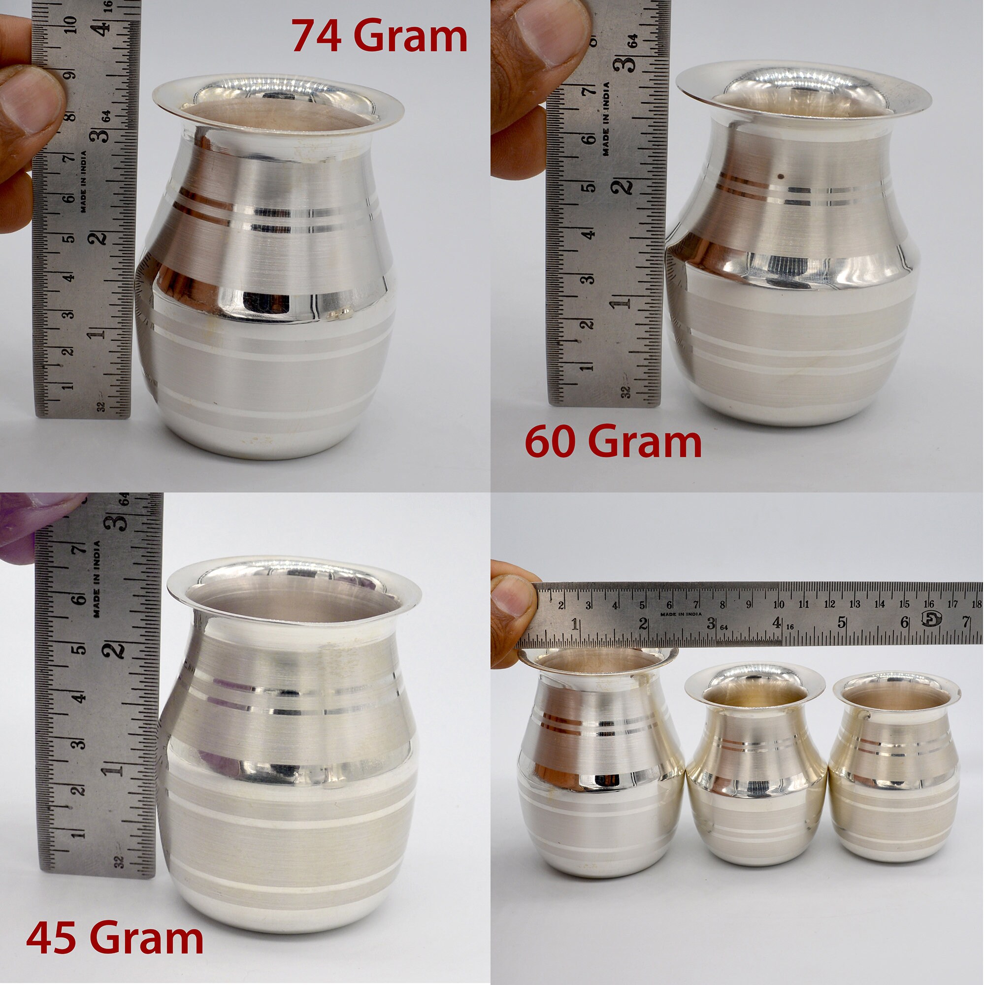 Pure Sterling Silver Lota Water Pot | Traditional Indian Pooja Kalash ...