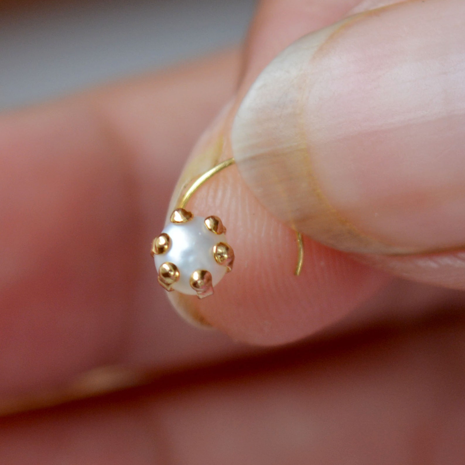 12k Gold Nose Pearl Clip Pin Nose Stud Naso Perla cerchio | Etsy
