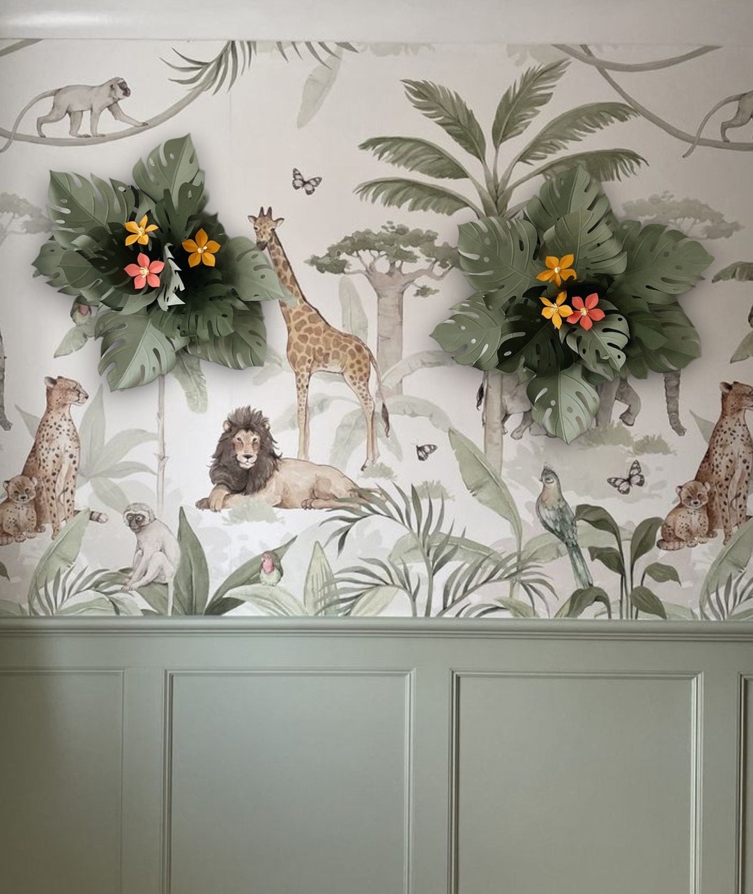 Safari Nursery Decor - Safari Nursery Wall Leaves - Paper Monstera ...