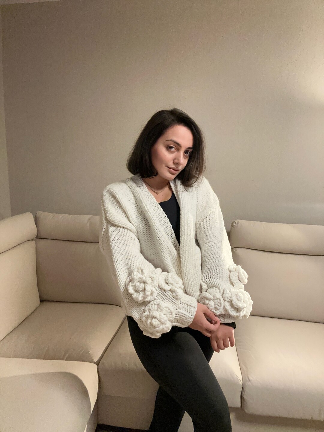 Feminine Romantic Chunky roses Cardigan - Etsy