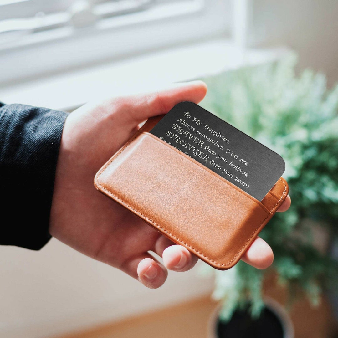 Personalized Text Engraving Metal Wallet Insert Card - Etsy