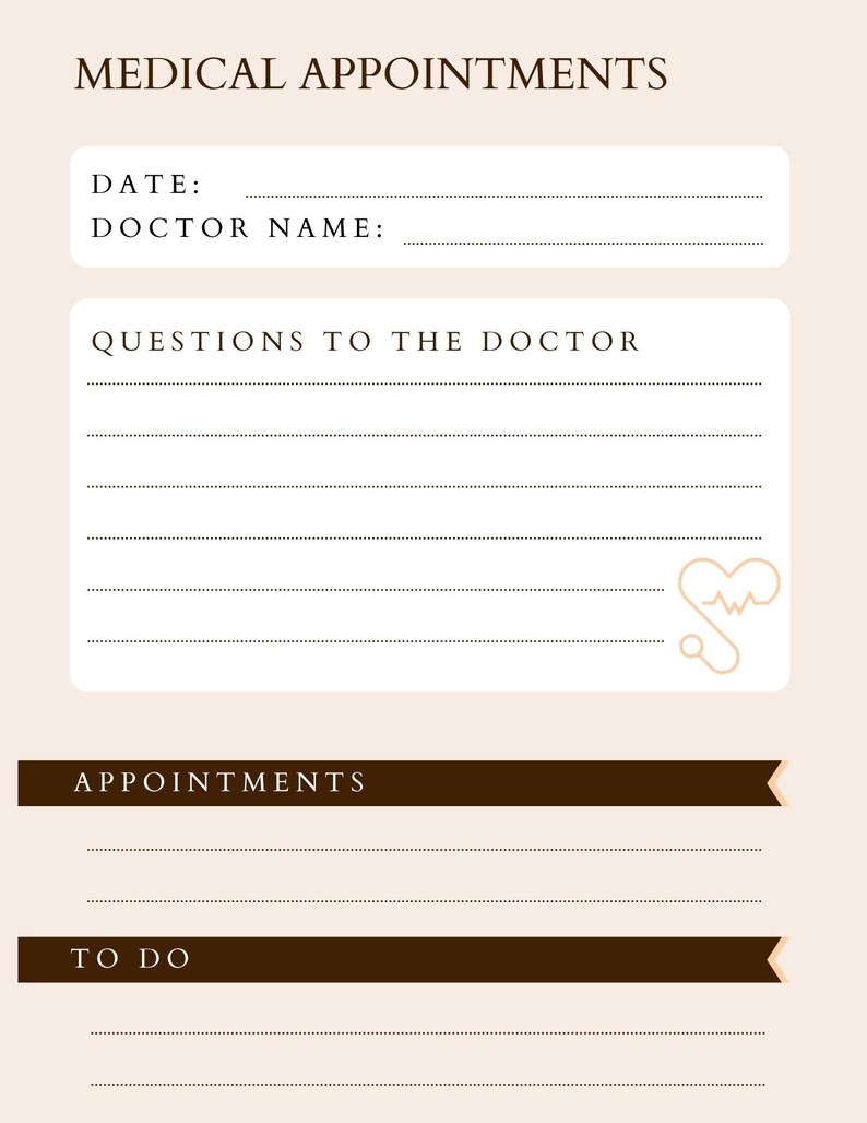 Medical Appointment Planner | Printable & Canva Template | Doctor Visit ...