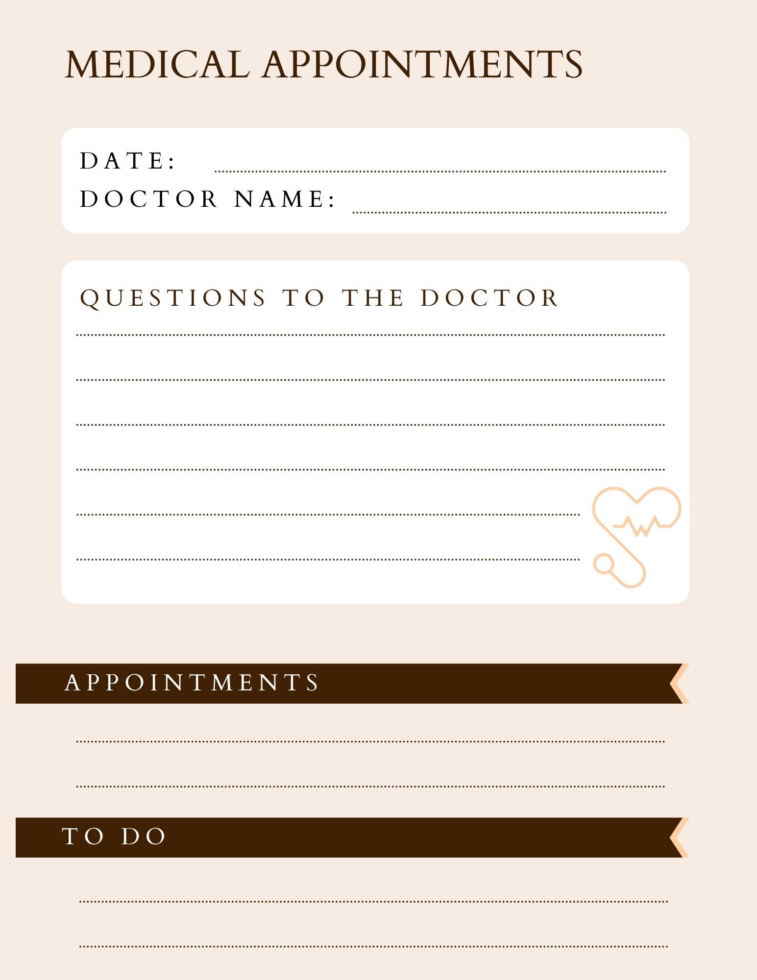 Medical Appointment Planner | Printable & Canva Template | Doctor Visit ...