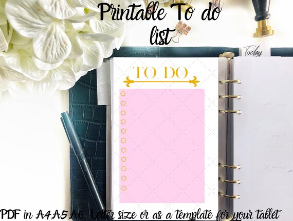To Do List Gold and Pink Printable A4A5A6 Letter Size or | Etsy