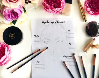 Blank Makeup Face Chart With Product Detail & Note PDF - Etsy