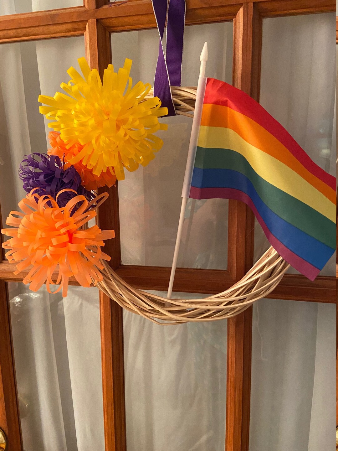Pride Flag Wreath With Ribbon Poof Accent - Etsy