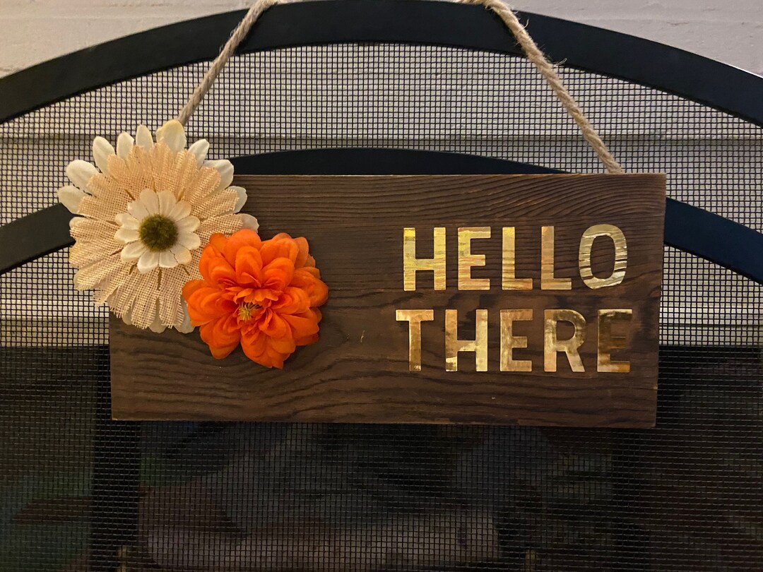 Hello There Door Sign With Fall Flower Accent - Etsy