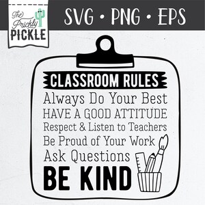 Classroom Rules SVG Teacher Classroom Decor SVG School Rules Cricut Svg ...