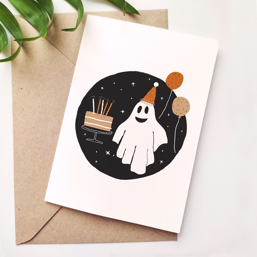 Cute Halloween Ghost Birthday Card | Halloween Birthday Card | Instant ...