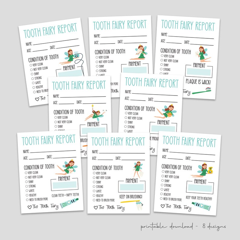 Tooth Fairy Tooth Report Printable Cute Tooth Fairy Card - Etsy