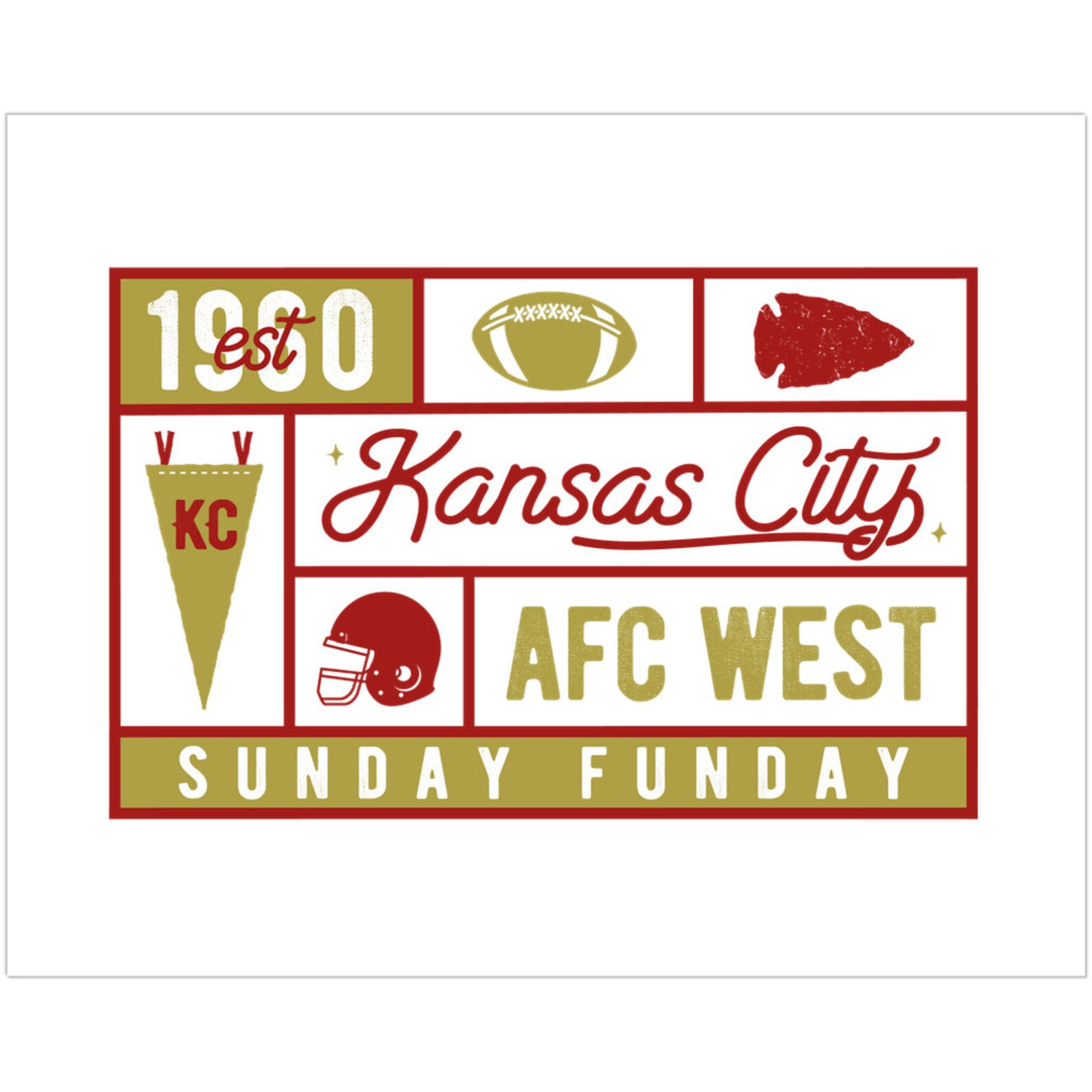 Kansas City Chiefs Sunday Funday 8x10 Art Print Chiefs Wall - Etsy