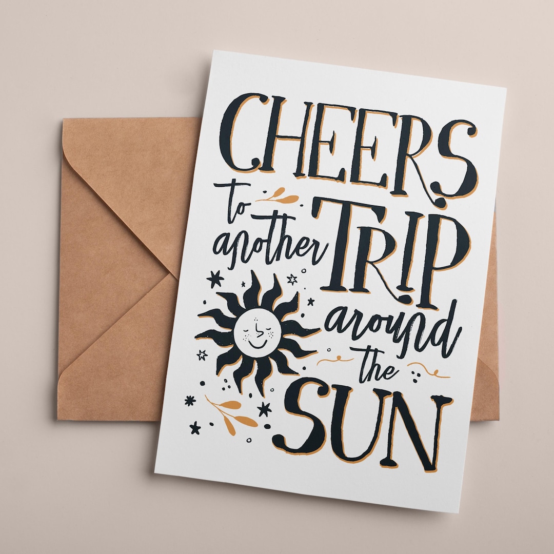 Trip Around the Sun Birthday Card | Cute Sun Birthday Card | Instant ...