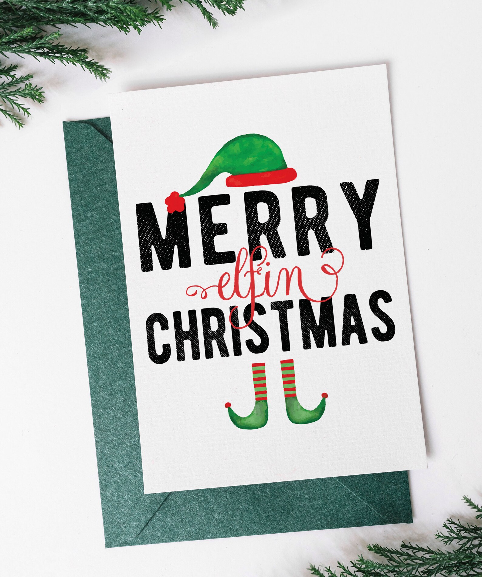 Merry Elfin Christmas Printable Christmas Card Funny - Etsy