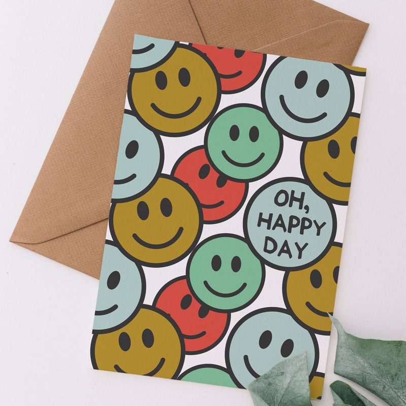 Smiley Face Card - Etsy