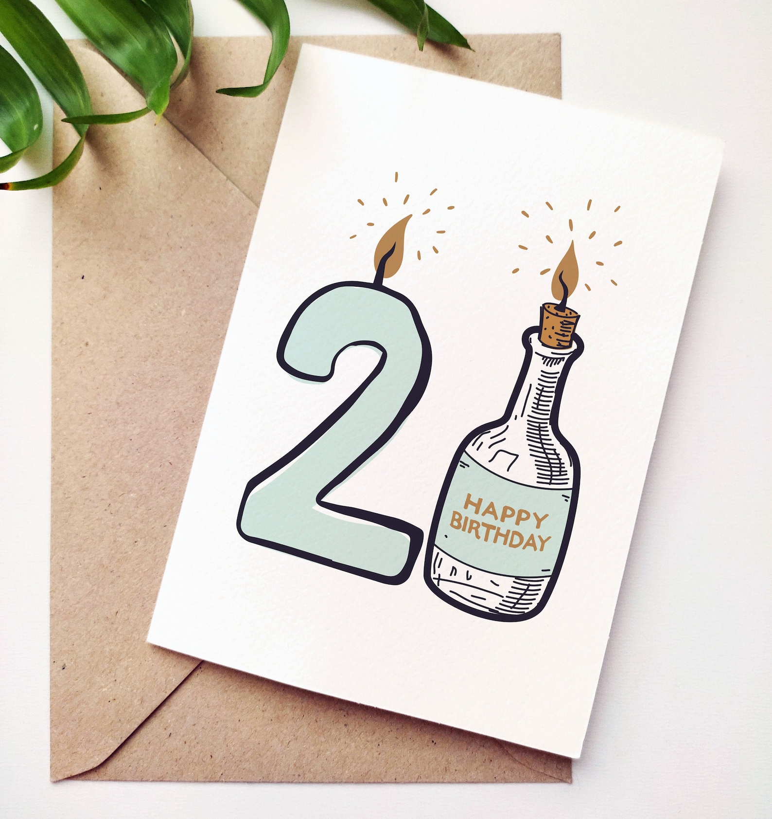 21st Champagne Birthday Card Twenty First Birthday Candle | Etsy