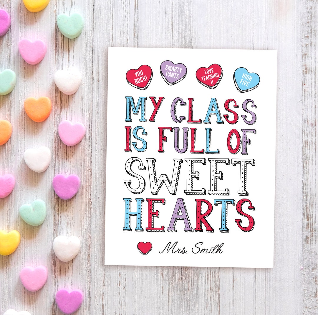 Conversation Hearts Student Valentine | Teacher Valentine for Students ...