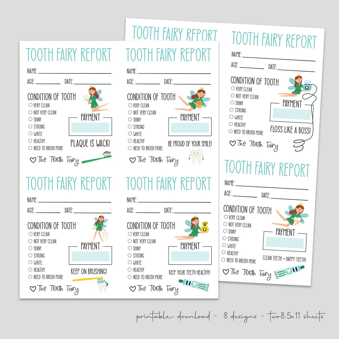 Tooth Fairy Tooth Report Printable Cute Tooth Fairy Card - Etsy