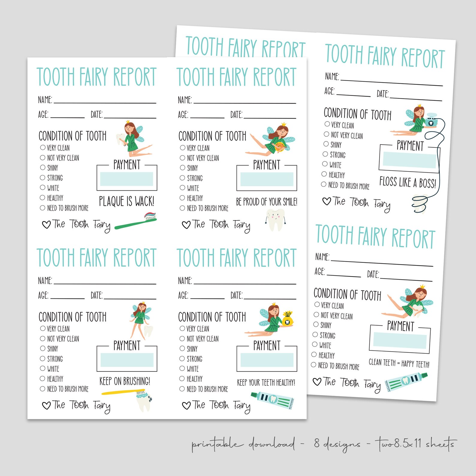 Tooth Fairy Tooth Report Printable Cute Tooth Fairy Card - Etsy