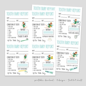 Tooth Fairy Tooth Report Printable | Cute Tooth Fairy Card ...