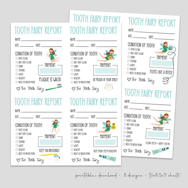 Tooth Fairy Tooth Report Printable Cute Tooth Fairy Card - Etsy