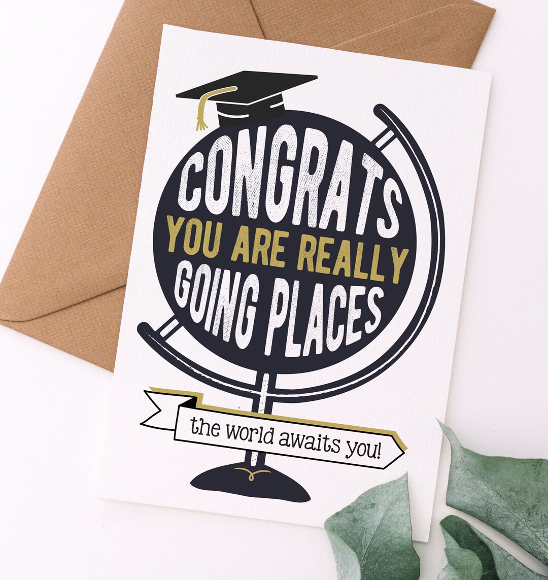 Congrats Graduation Card | Going Places Globe Design (digital Download ...