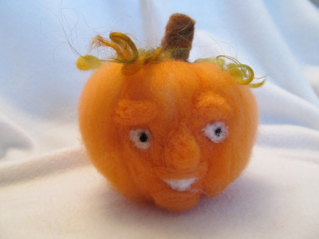Needle Felted Wool Pumpkin Jack-o-lantern, Hand Made Pumpkin Jack-o ...