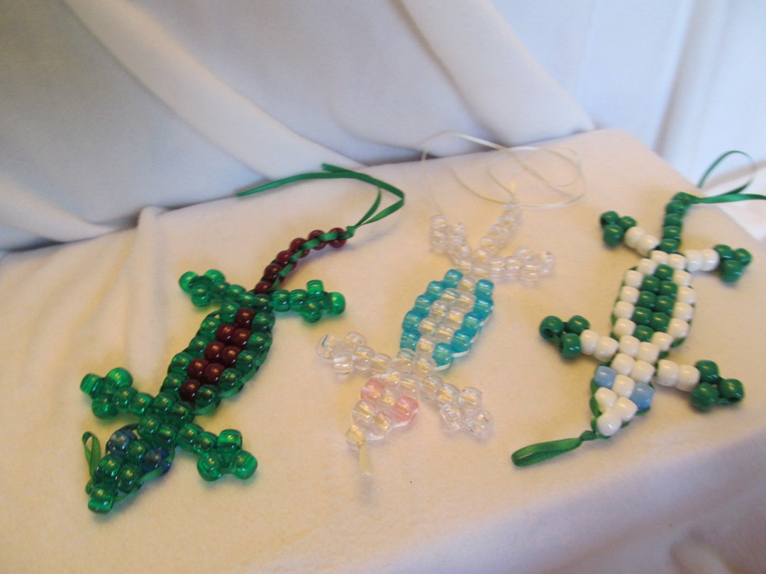 Hand Made Bead Gecko's, Vintage Gecko Key Fob, Gecko Book Bag Fob, Fun ...