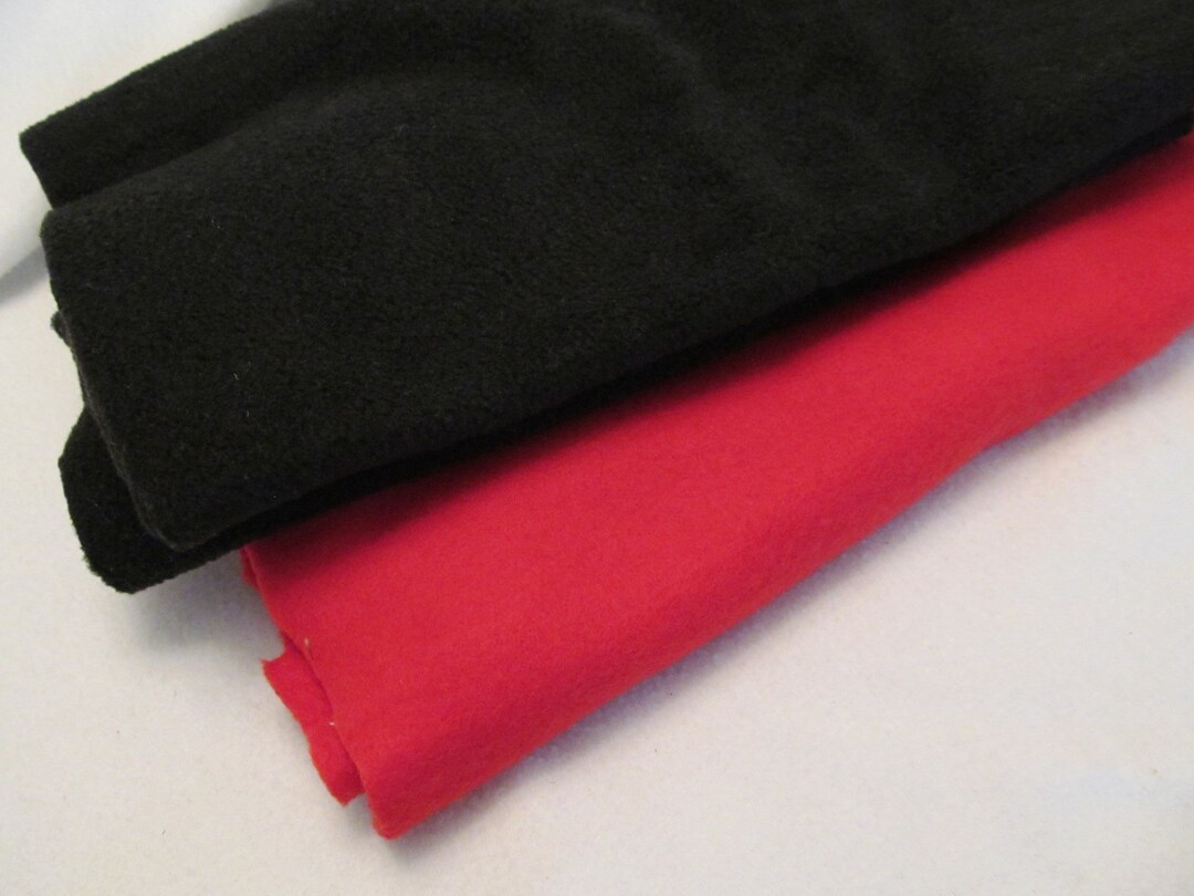 Red and Black Fleece, Two Pieces of Fleece, Black Piece 13'' by 64 ...