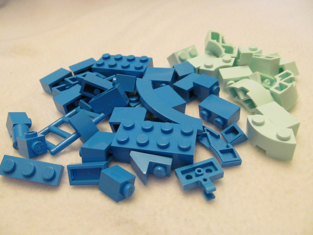 Two Shades of Blue Legos, Thirty Eight Bright Blue and Fifteen Minty ...