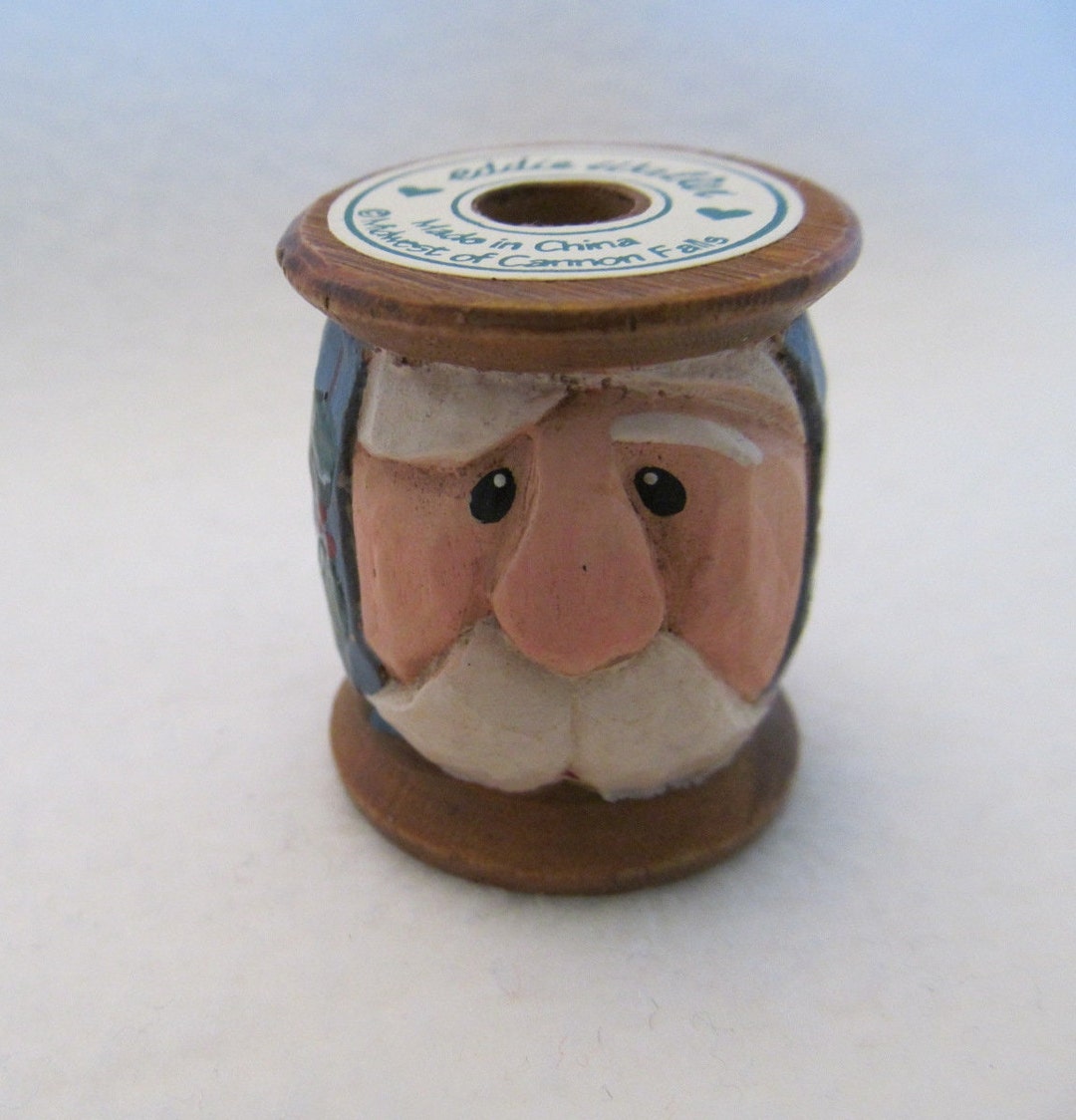 Vintage Carved Look Santa Spool - Resin Christmas Decor, Winter Holiday ...