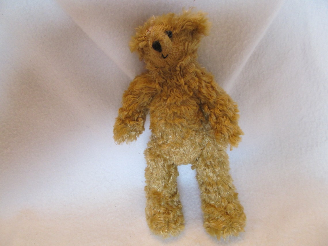 Golden Colored Fuzzy Bear Loopy Fur Bear Small Bear Curly | Etsy