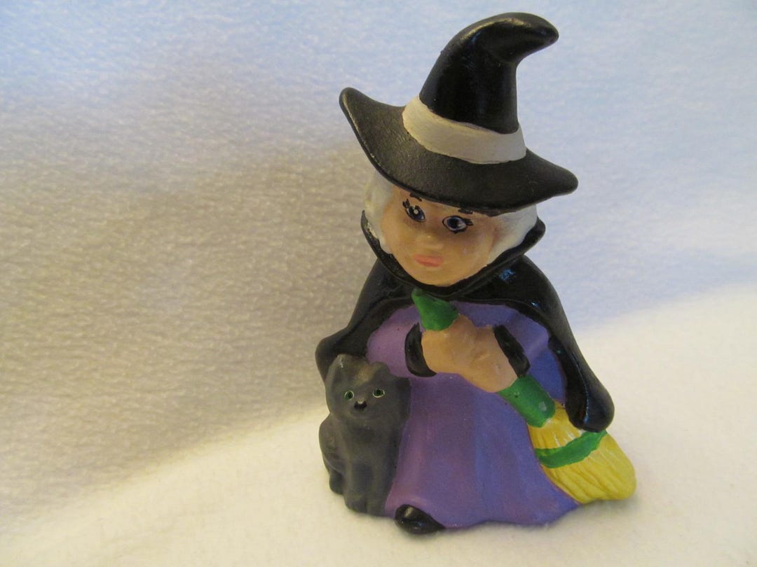 Hand Painted Ceramic Witch, Cute Little Halloween Witch for Display ...