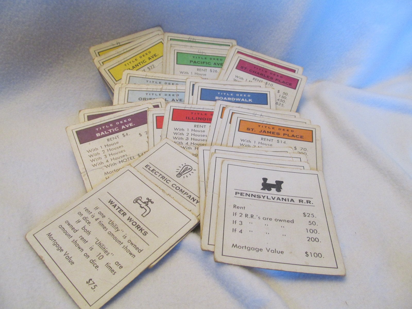 Monopoly Game Property Cards