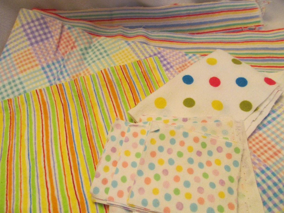 Bold Colored Flannel Pieces, Unwashed Flannel Pieces for Quilting, Doll ...