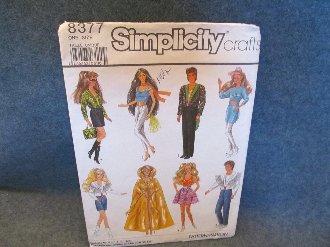 Simplicity Barbie Doll Pattern, Vintage Simplicity Pattern Number 8377 ...