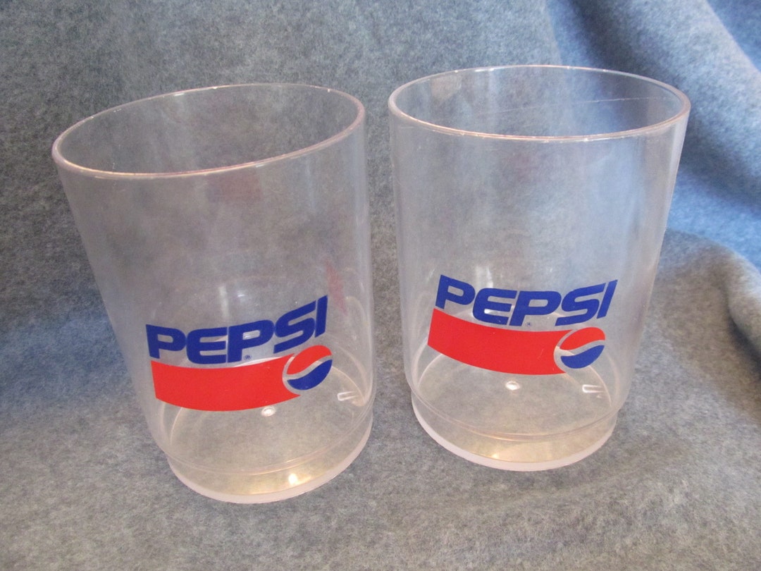 A Pair of Plastic Pepsi Glasses , Vintage From 1980's, Two Pepsi Clear ...