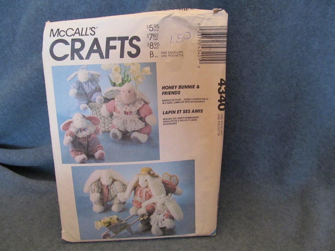 Vintage Mccalls Pattern Number 4340, Honey Bunnie and Friends, All Cut ...