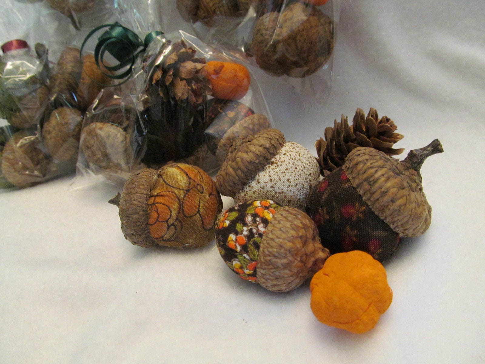 Real Acorn Caps with Fabric AcornsOne Package for 10.00 | Etsy