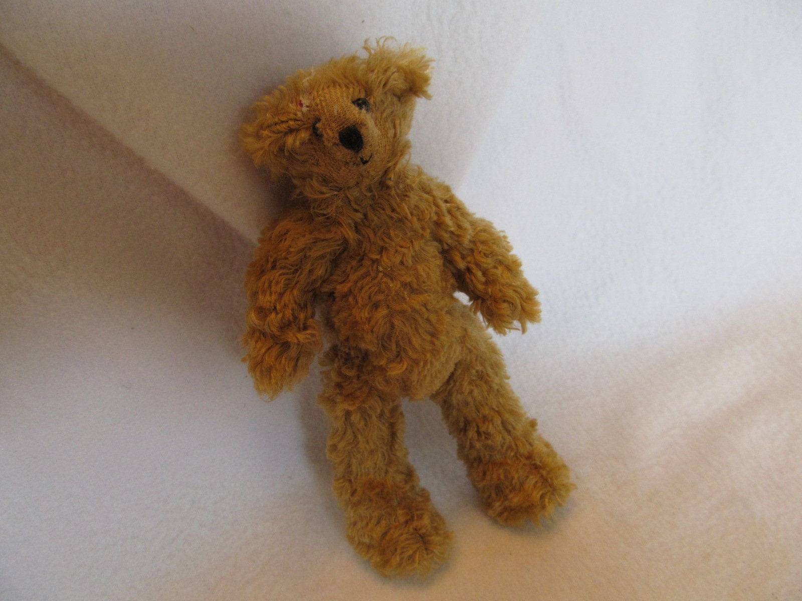 Golden Colored Fuzzy Bear Loopy Fur Bear Small Bear Curly | Etsy