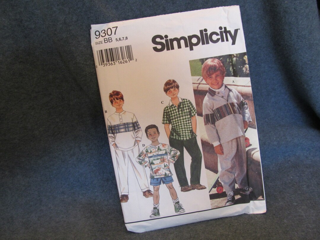 Boys Simplicity Pattern Number 9307, Tops Pants and Shorts, Fits Szie 5 ...