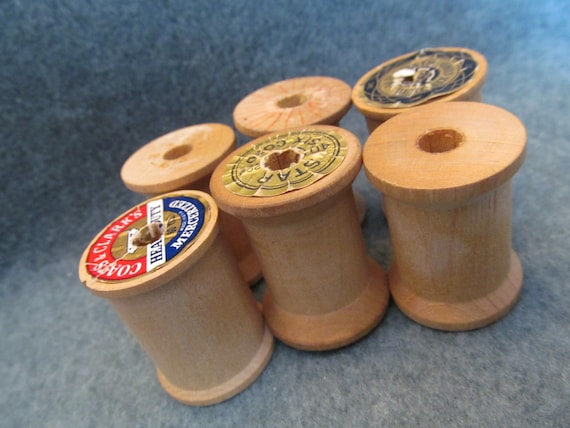 Six Empty Spools Vintage Large Wooden Spools Sewing Room - Etsy