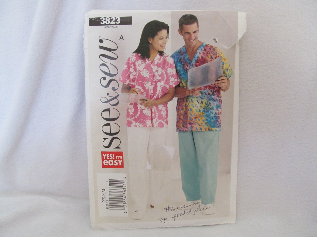 Unisex Uniform - Scrubs Pattern, Butterick Pattern Number 3823, Sewing ...