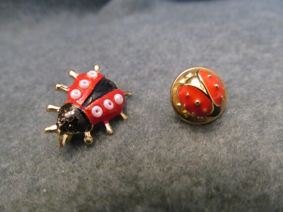 Two Lady Bug Pins One Push Pin and One Regular Pin Nice - Etsy
